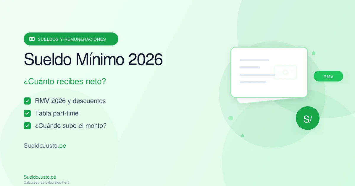 Sueldo Mínimo Perú 2026: Calculadora Neto y Aumento | SueldoJusto.pe
